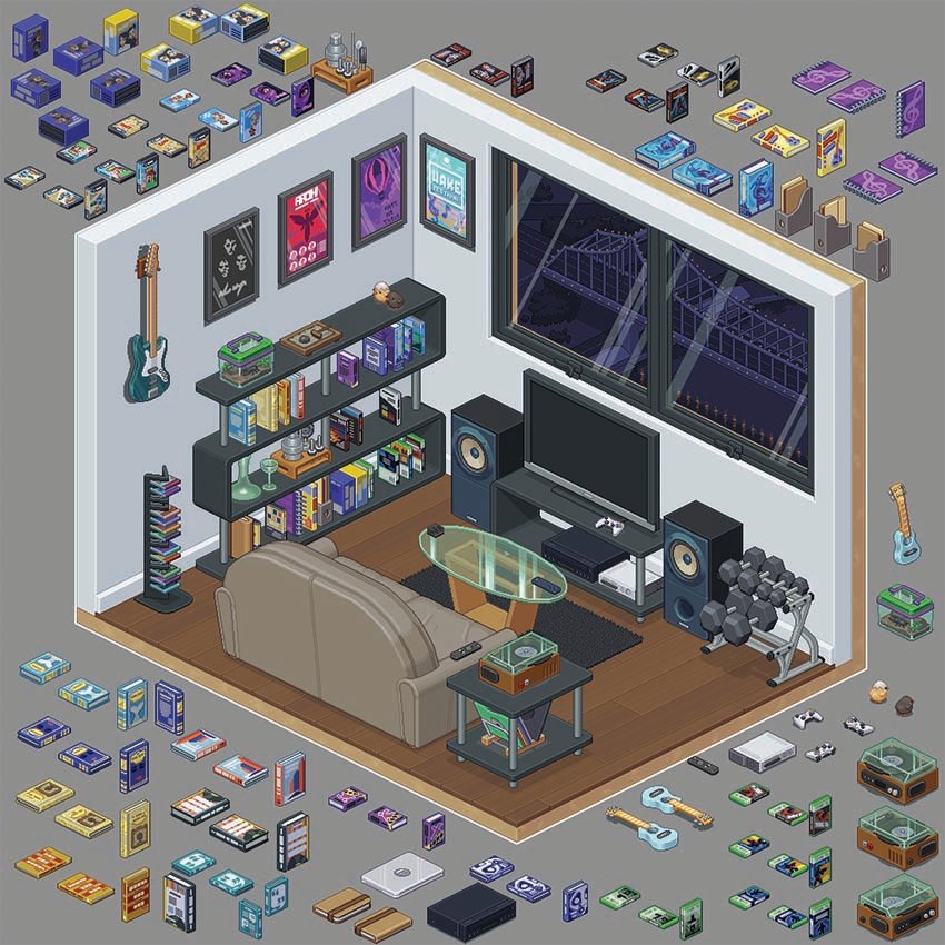 Living room concept art from Unpacking | 2021 | ACMI collection | ACMI ...