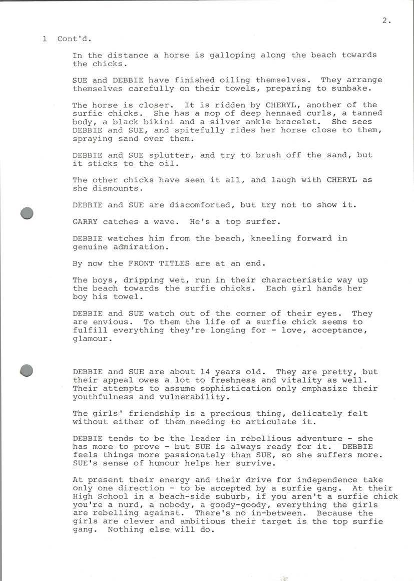 Puberty Blues shooting script pages one and two | 1980 | ACMI ...