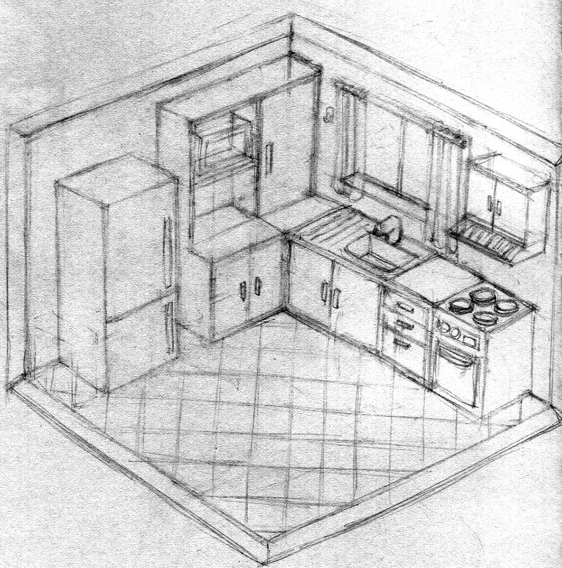 Kitchen concept art from Unpacking (B&W) | 2017 | ACMI collection ...